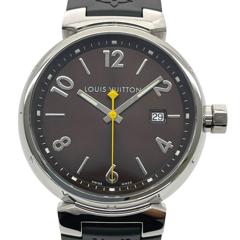 【LOUIS VUITTON】ルイ・ヴィトン タンブールGM Q1111 腕時計 SS/ラバーメンズ ラバーベルト